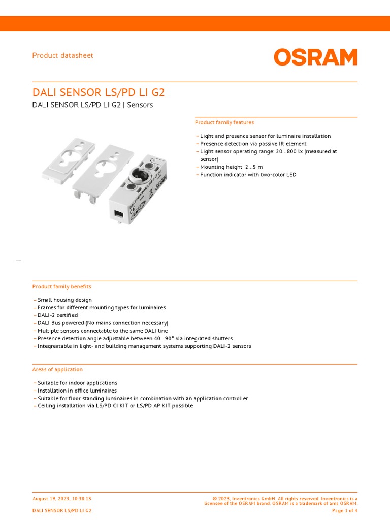 ZMP 3186724 Dali Sensor LS PD Li G2 | PDF | Computers