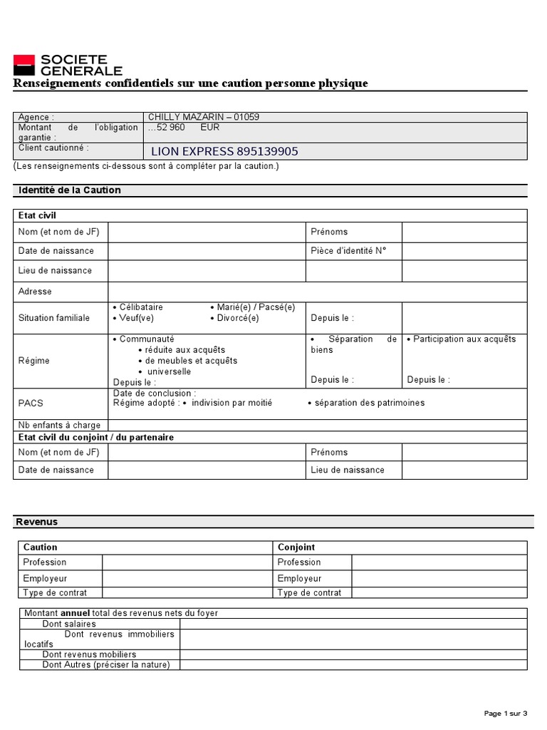 Renseignements sur la caution personnelle | PDF | Banques | Justice