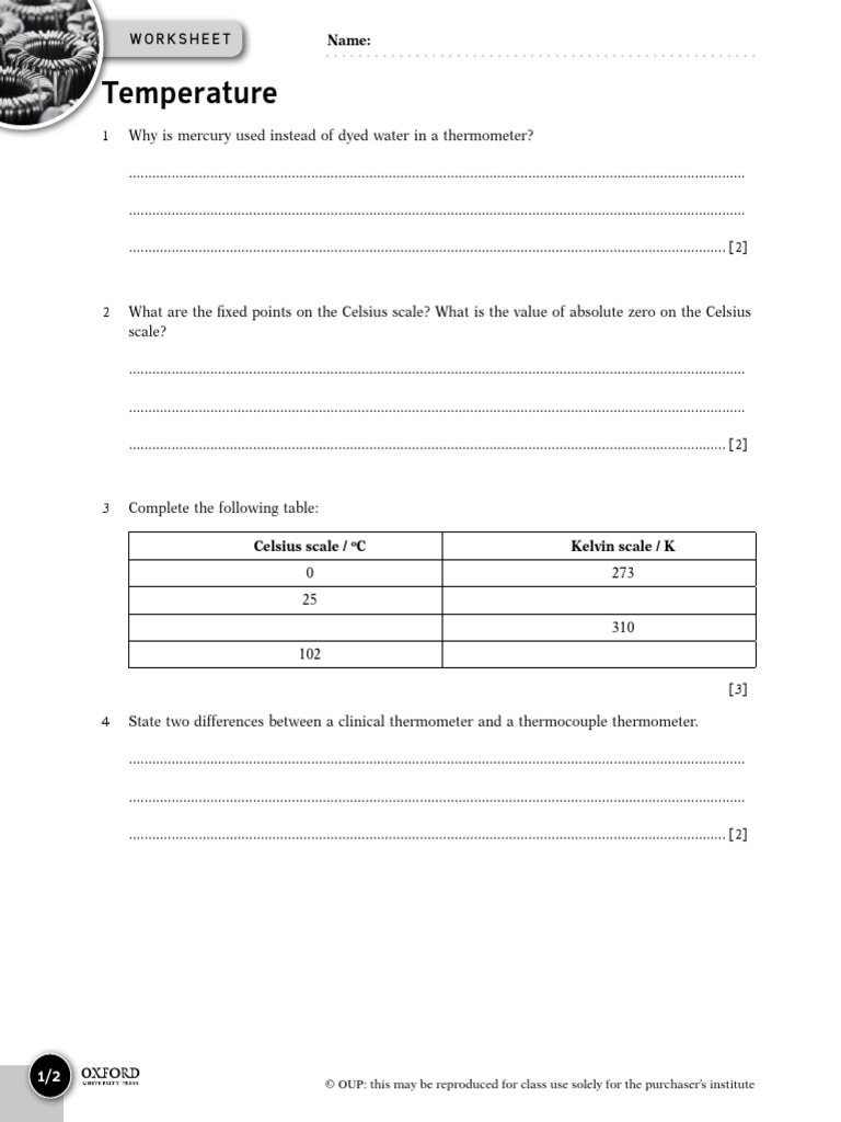 Temperature - Matter & Heat - Worksheets | PDF | Temperature | Heat