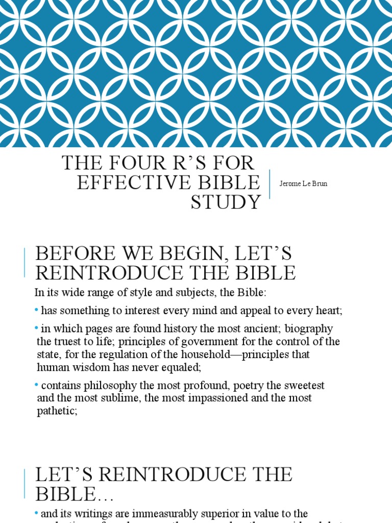 The Four R's of Bible Study | PDF