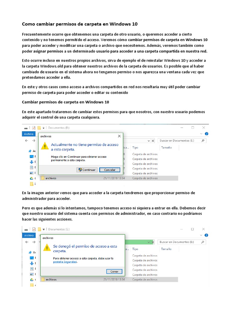 Como Cambiar Permisos de Carpeta en Windows 10 | PDF Como Cambiar Permisos de Carpeta en Windows 10 | PDF