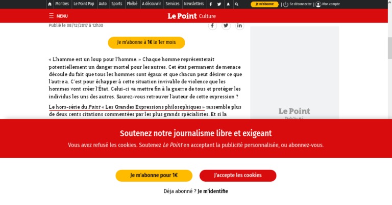 Quiz Philo - Qui a dit « L'homme est un loup pour l'homme » _ - Le Point | PDF