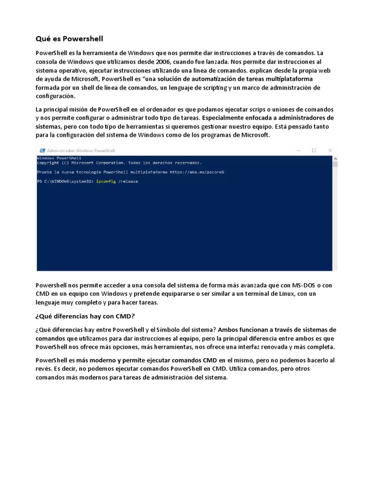 Qué Es Powershell | PDF | Computadoras Qué Es Powershell | PDF | Computadoras