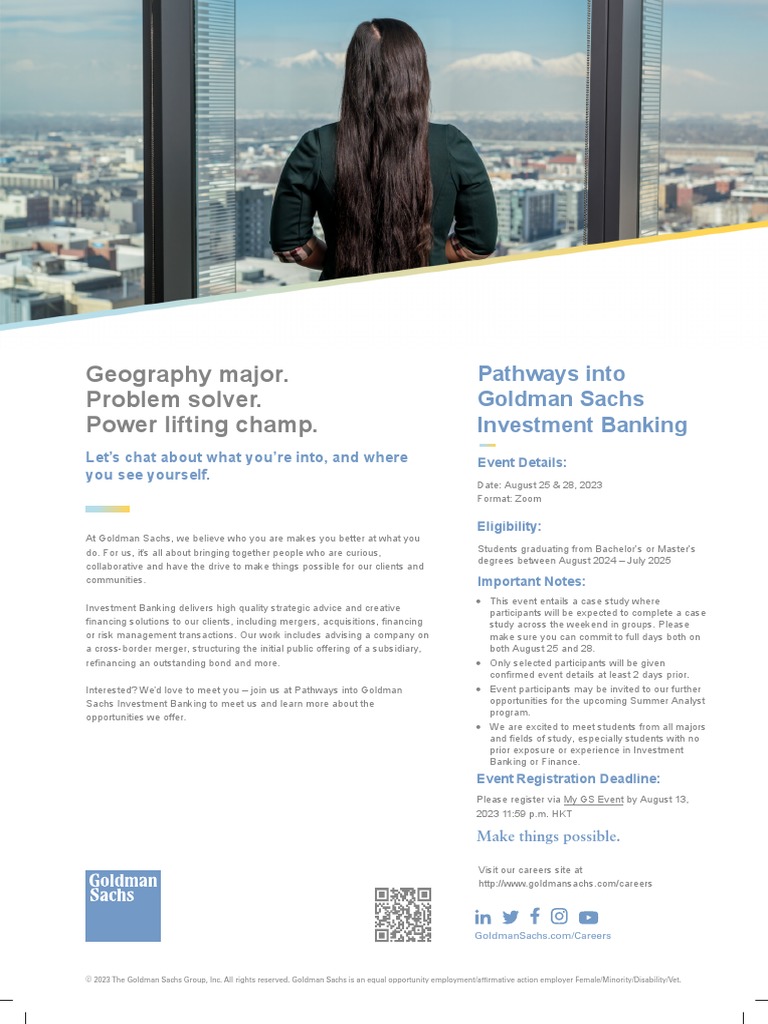 Pathways Into Goldman Sachs Investment Banking | PDF