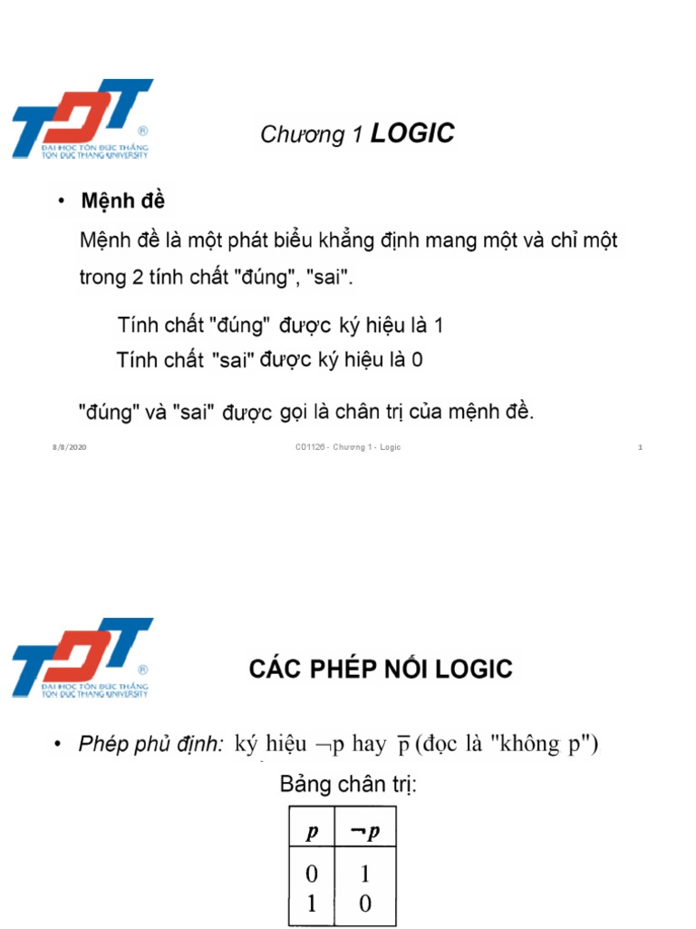 Chương 1 (LOGIC) | PDF