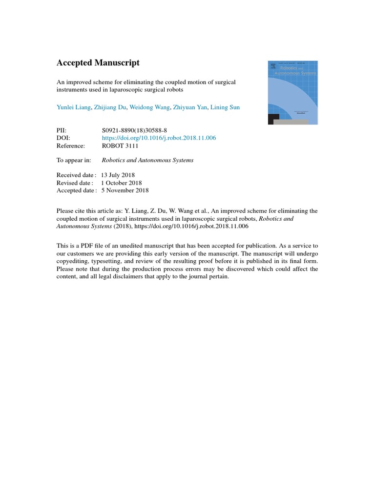 An Improved Scheme For Eliminating The Coupled Motion of | PDF An Improved Scheme For Eliminating The Coupled Motion of | PDF