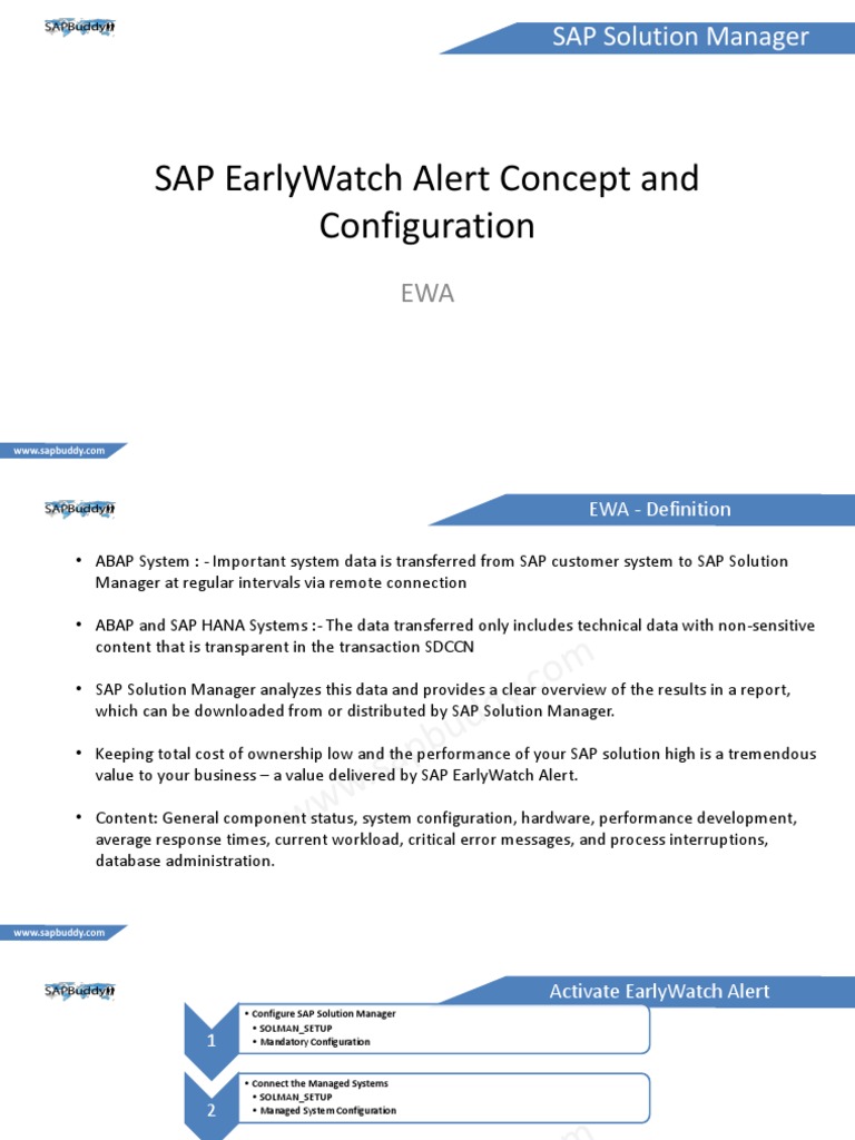 11.1 SAP EarlyWatch Alert Concept and Configuration | PDF | Computer Architecture | Software ...