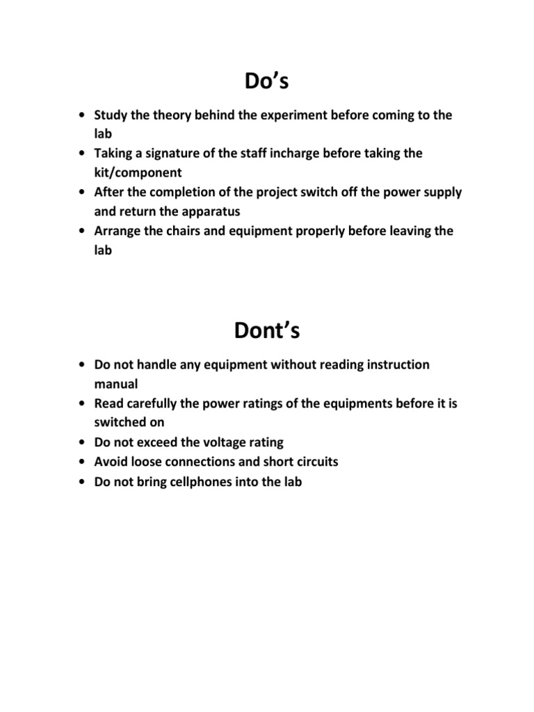 Do's and Dont's | PDF