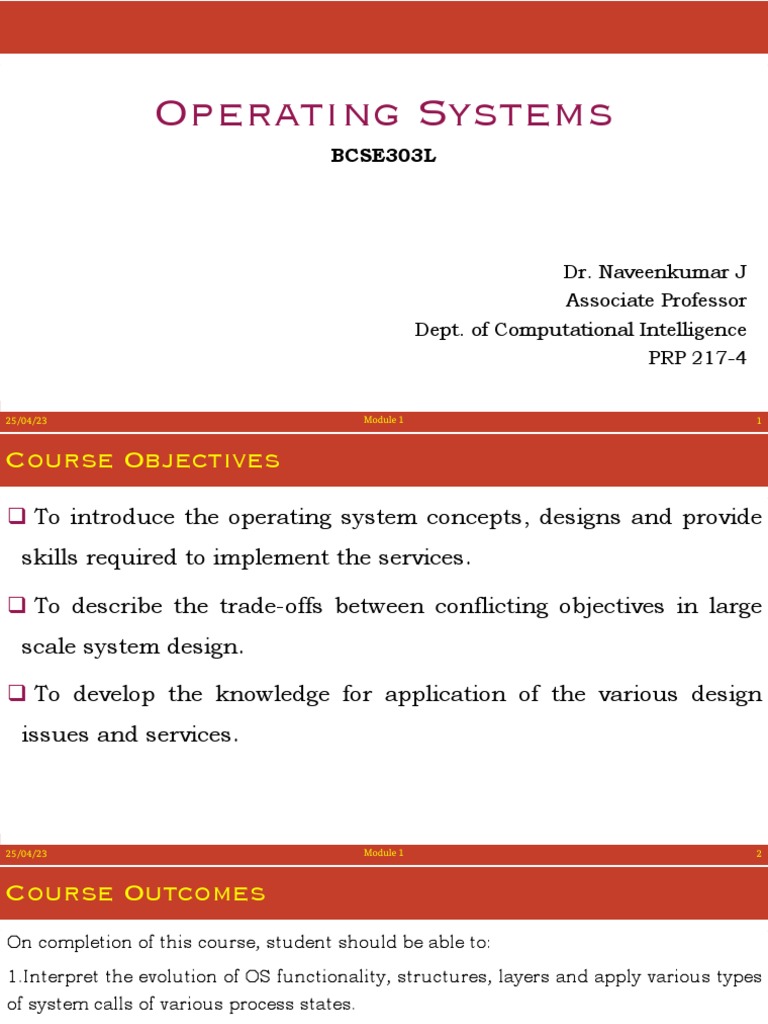 1-Introduction To OS - Functionality of OS - OS Design Issues-24!04 ...