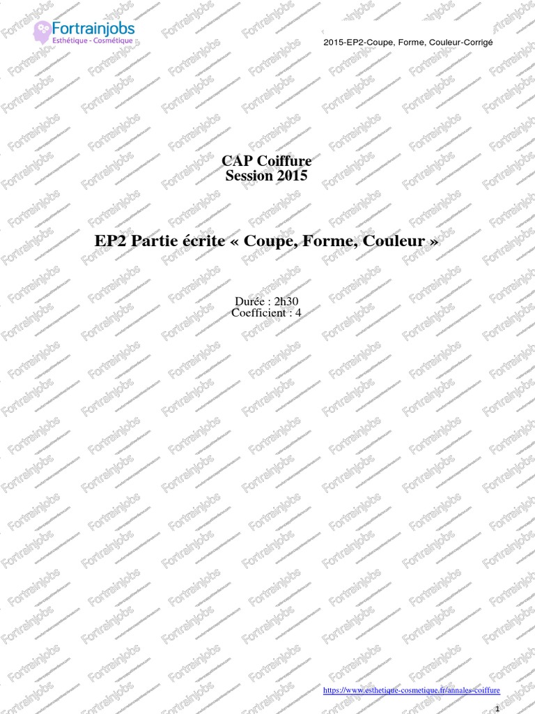 2015 EP2 CAP Coiffure Coupe Forme Couleur Corrige | PDF