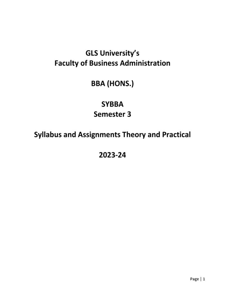 BBA Semester 3 Syllabus 2023-24 | PDF