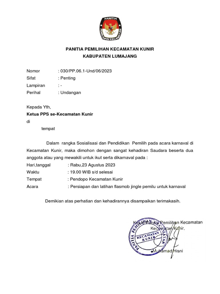 Contoh Surat Undangan Persiapan Karnaval | PDF Contoh Surat Undangan Persiapan Karnaval | PDF
