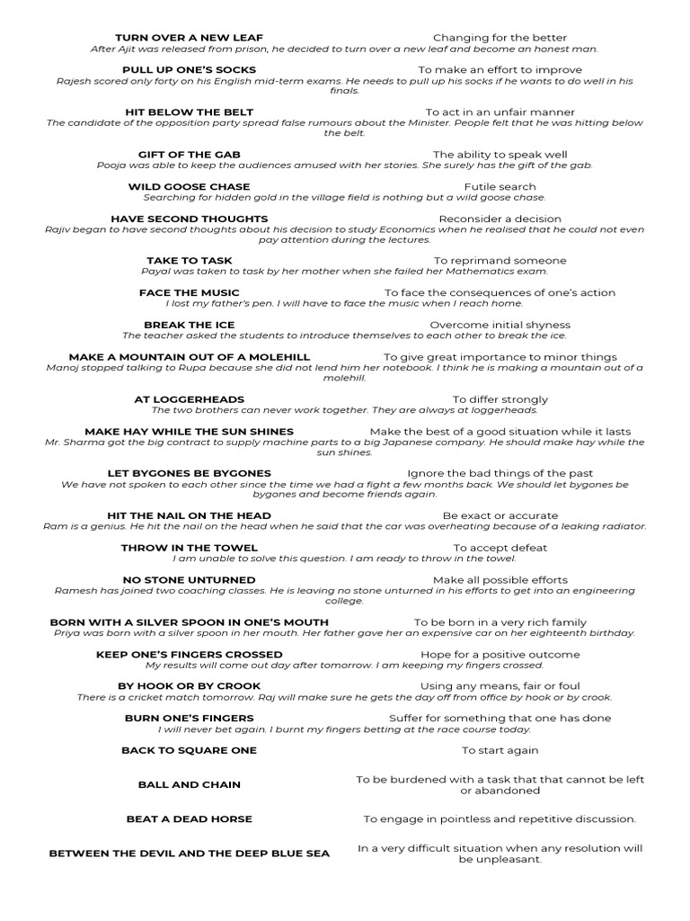 Idiomatic Expressions | PDF