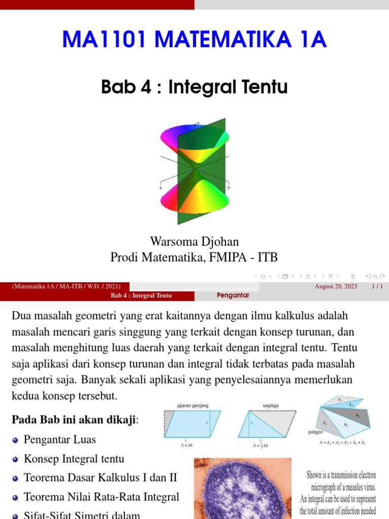 MA1101 Matematika 1A Bab 04-Integral Tentu | PDF