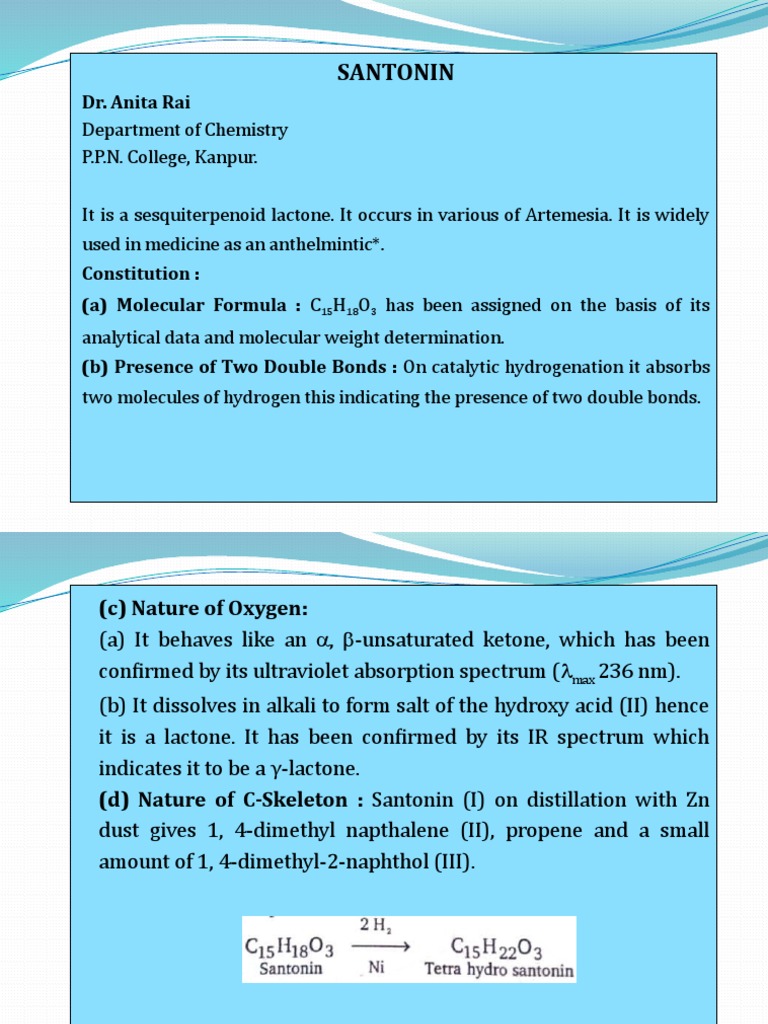Structure and Synthesis of Santonin | PDF