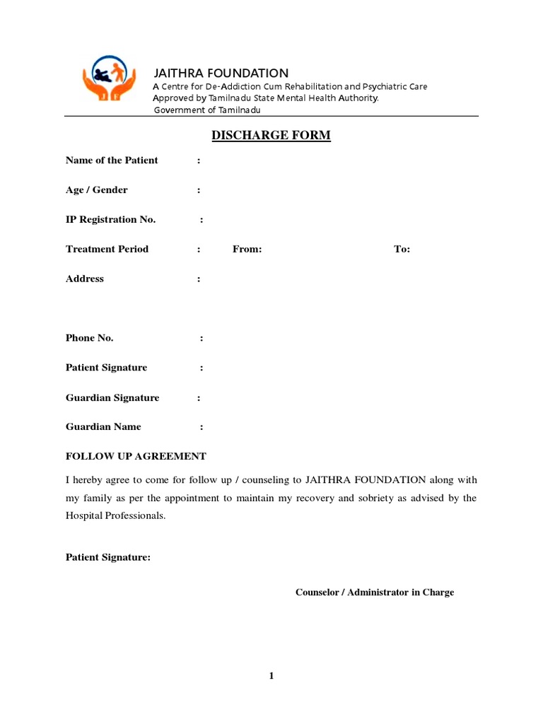 Jaithra Foundation Admission Form New | PDF | Psychiatry | Psychiatric ...