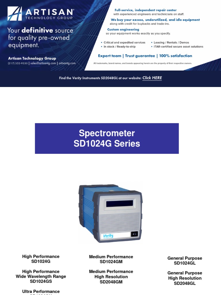 Verity Instruments SD2048GL Datasheet 2020714103834 | PDF