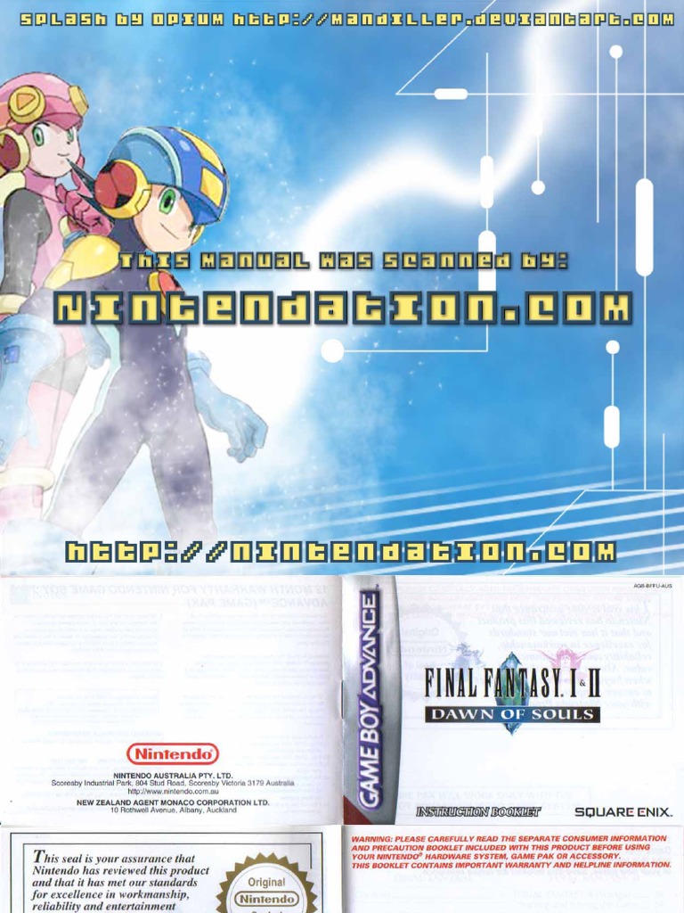 Final Fantasy I & II - Dawn of Souls (Gba) - Manual | PDF