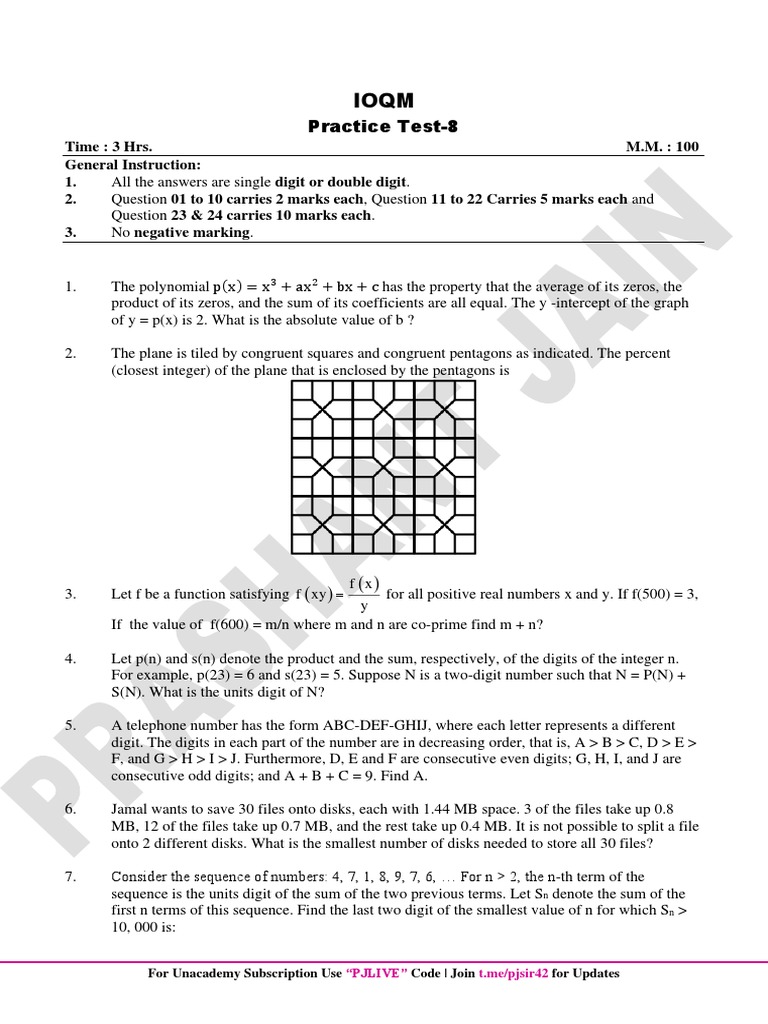 IOQM Test 8 | PDF
