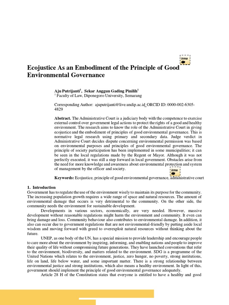 1.ecojustice As An Embodiment of The Principle of Good Environmental ...