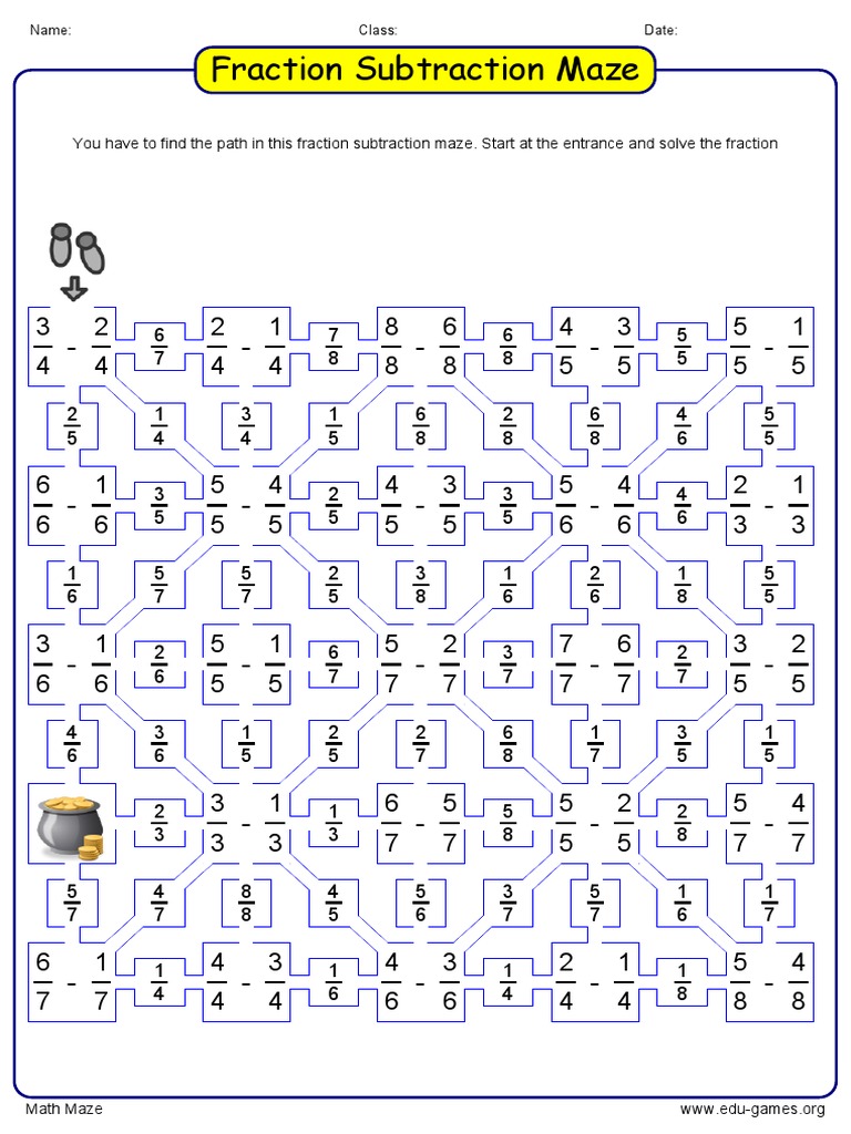 Fraction Subtraction Maze | PDF