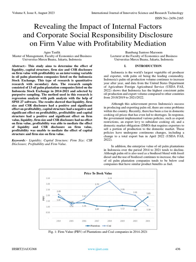 Revealing The Impact of Internal Factors and Corporate Social Responsibility Disclosure On Firm ...