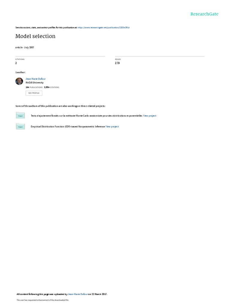 Model Selection | PDF