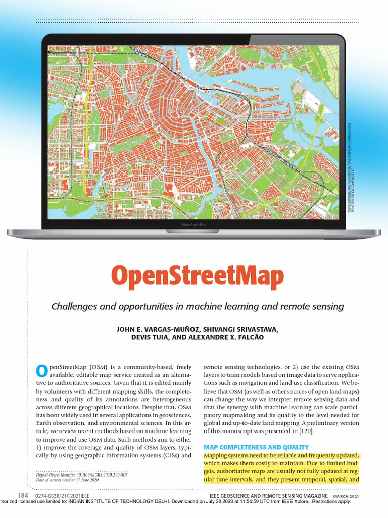 OpenStreetMap Challenges and Opportunities in Machine Learning and Remote Sensing | PDF | Art ...