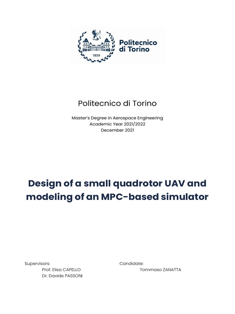 2021 - Design of A Small Qadrotor UAV and Modeling of An MPC-based Simulator | PDF | Unmanned ...