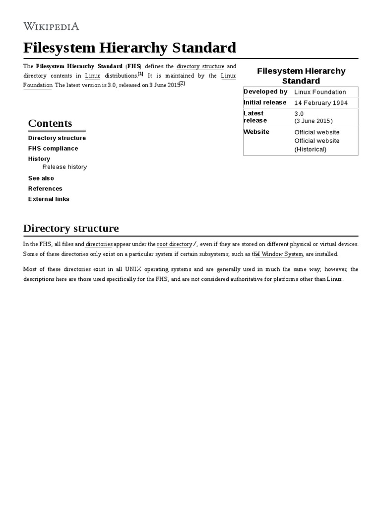 Filesystem Hierarchy Standard Pdf