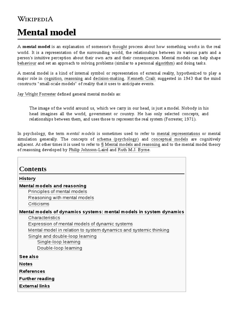 Understanding Mental Models in Cognition | PDF | Career & Growth | Self ...