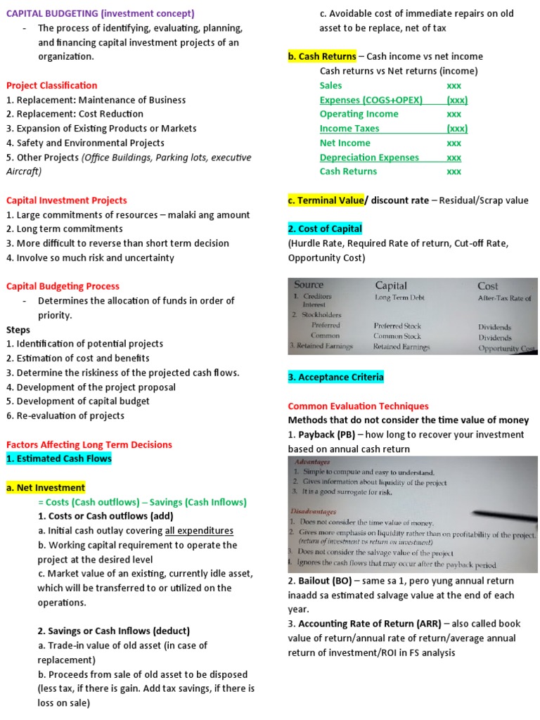 Capital Budgeting Notes | PDF | Capital Budgeting | Net Present Value