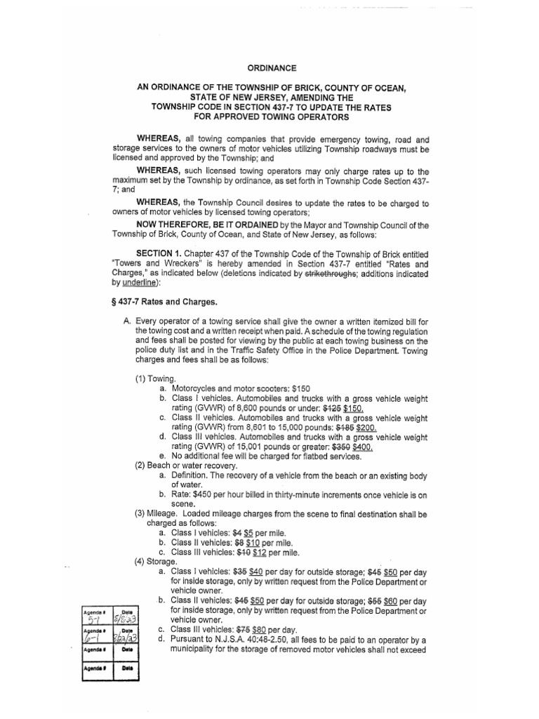 Police Towing Ordinance | PDF
