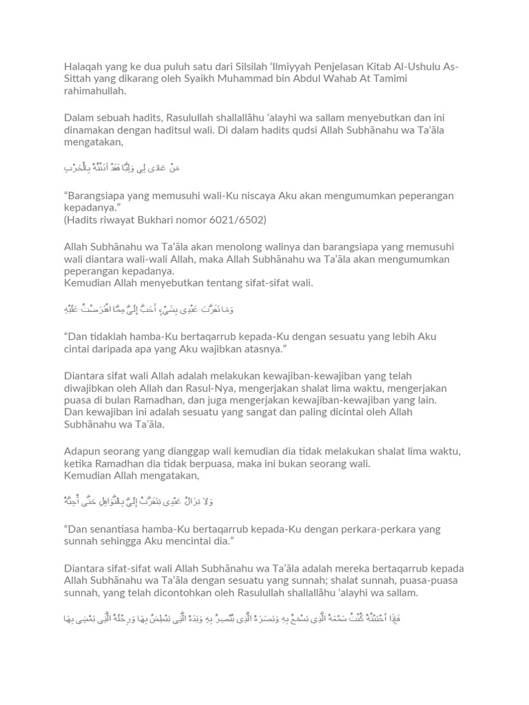 Kitab Al Ushulu As Sittah 21-25 | PDF