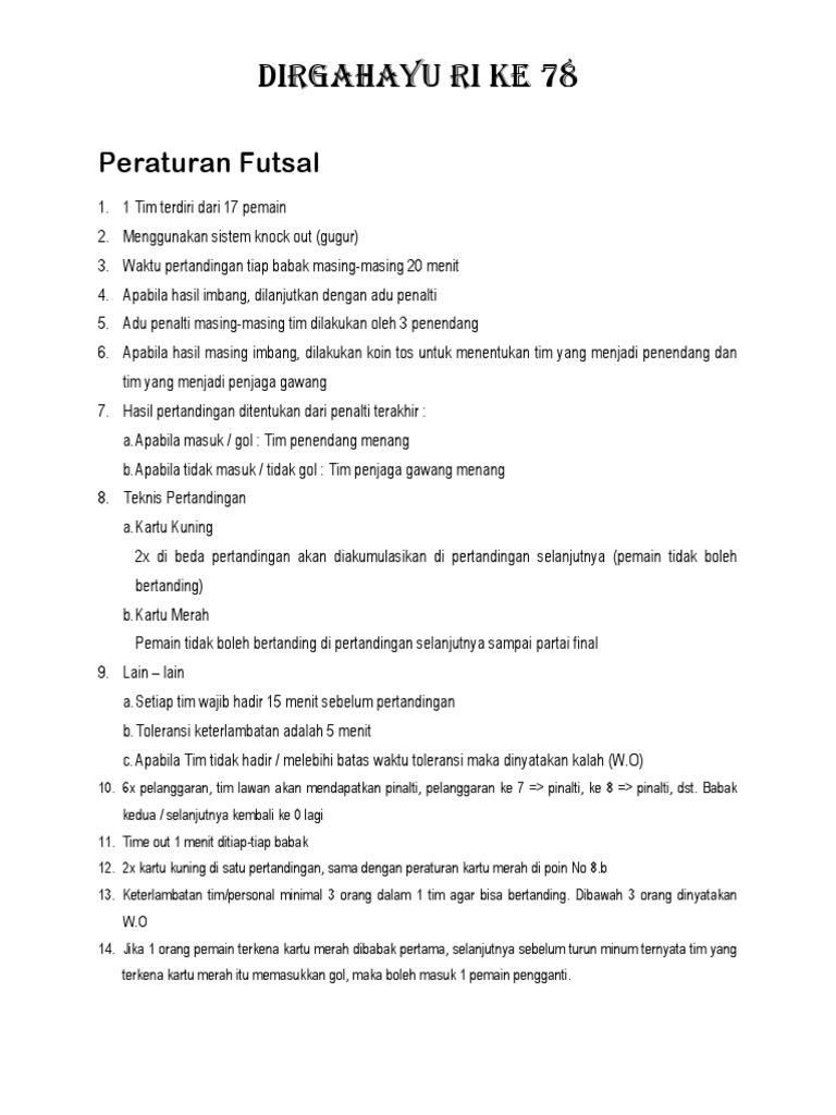 Peraturan Pertandingan Futsal Terbaru | PDF