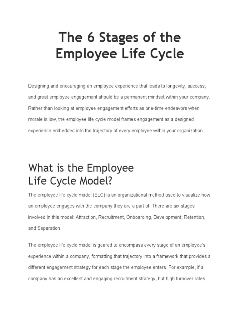 6 Stages of Employee Life Cycle Explained | PDF | Employee Retention ...