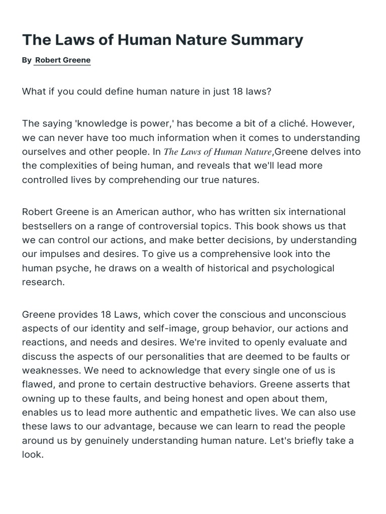 The Laws of Human Nature | PDF | Attitude (Psychology) | Gender Studies