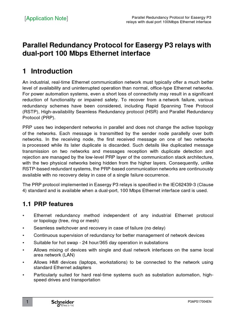 P3APS17004EN Parallel Redundancy Protocol For Easergy P3 | PDF ... P3APS17004EN Parallel Redundancy Protocol For Easergy P3 | PDF ...