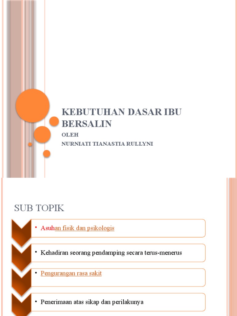 Materi 5. Kebutuhan Dasar Ibu Bersalin | PDF