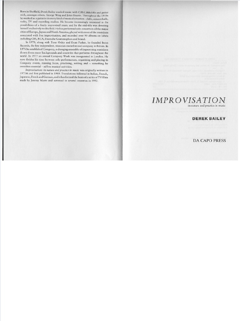 Derek Bailey - Improvisation | PDF