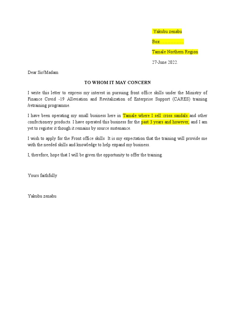 Self Recommendation Letter | PDF