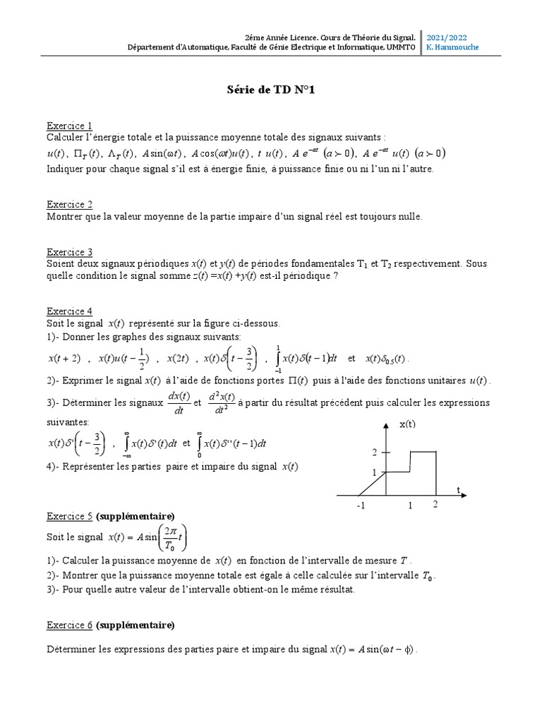 TD1 Théorie Du Signal | PDF