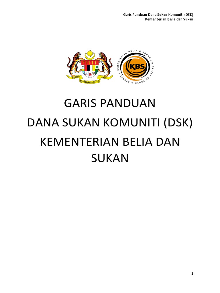 Final - GARIS PANDUAN DSK KBS 1 | PDF | Olahraga & Rekreasi | Ilmu Sosial