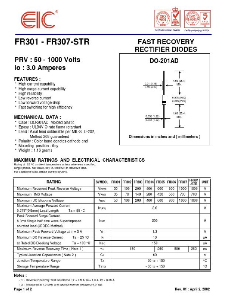 Diode FR302 | PDF