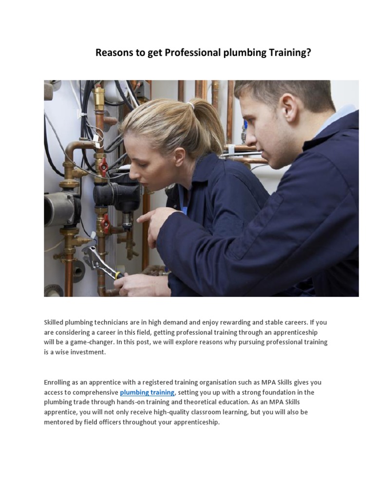 Reasons To Get Professional Plumbing Training | PDF | Career & Growth