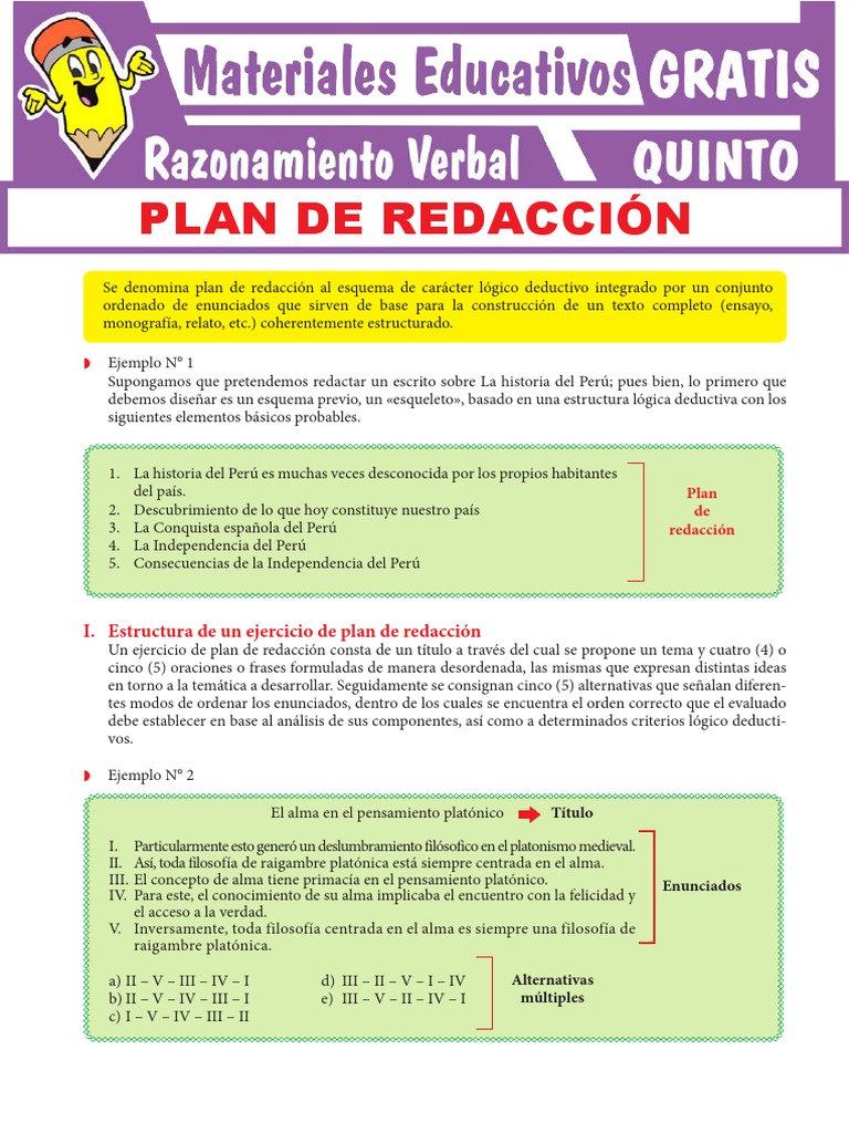 Plan de Redacción para Quinto Grado de Secundaria | PDF