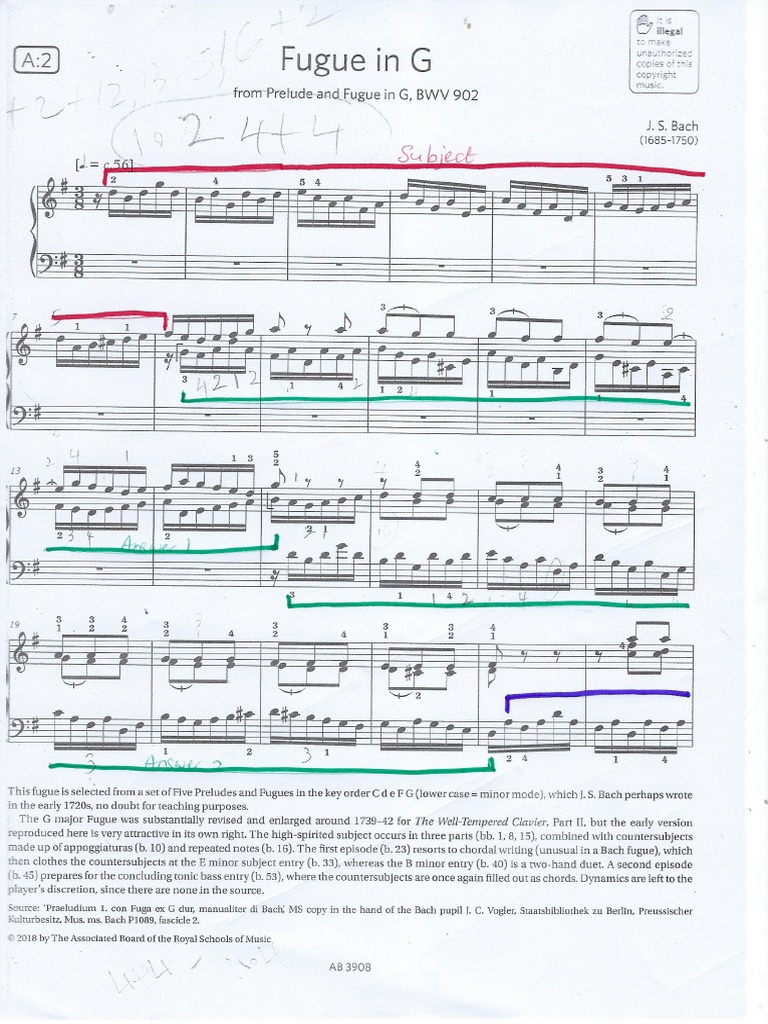 Bach Fugue Annotated | PDF