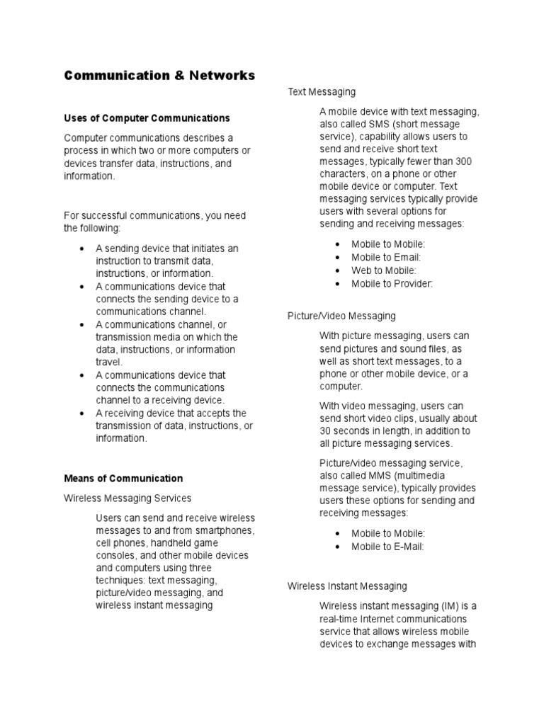 Computer Communication Methods Explained | PDF | Computers | Technology ...