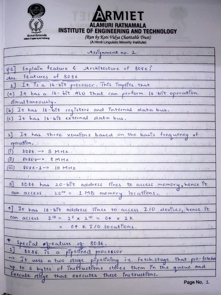 Microprocessor Assignment 1 | PDF | Digital Electronics | Computing