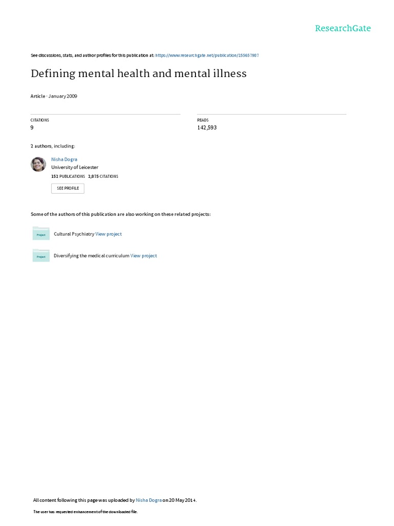 Defining Mental Health and Mental Illness | PDF | Mental Disorder ... Defining Mental Health and Mental Illness | PDF | Mental Disorder ...